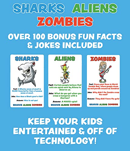 TheGag Sharks Aliens Zombies: Fun Card Game for Kids Played Like Rock Paper Scissors War for Family Game Night Gift Giving Stocking Stuffer