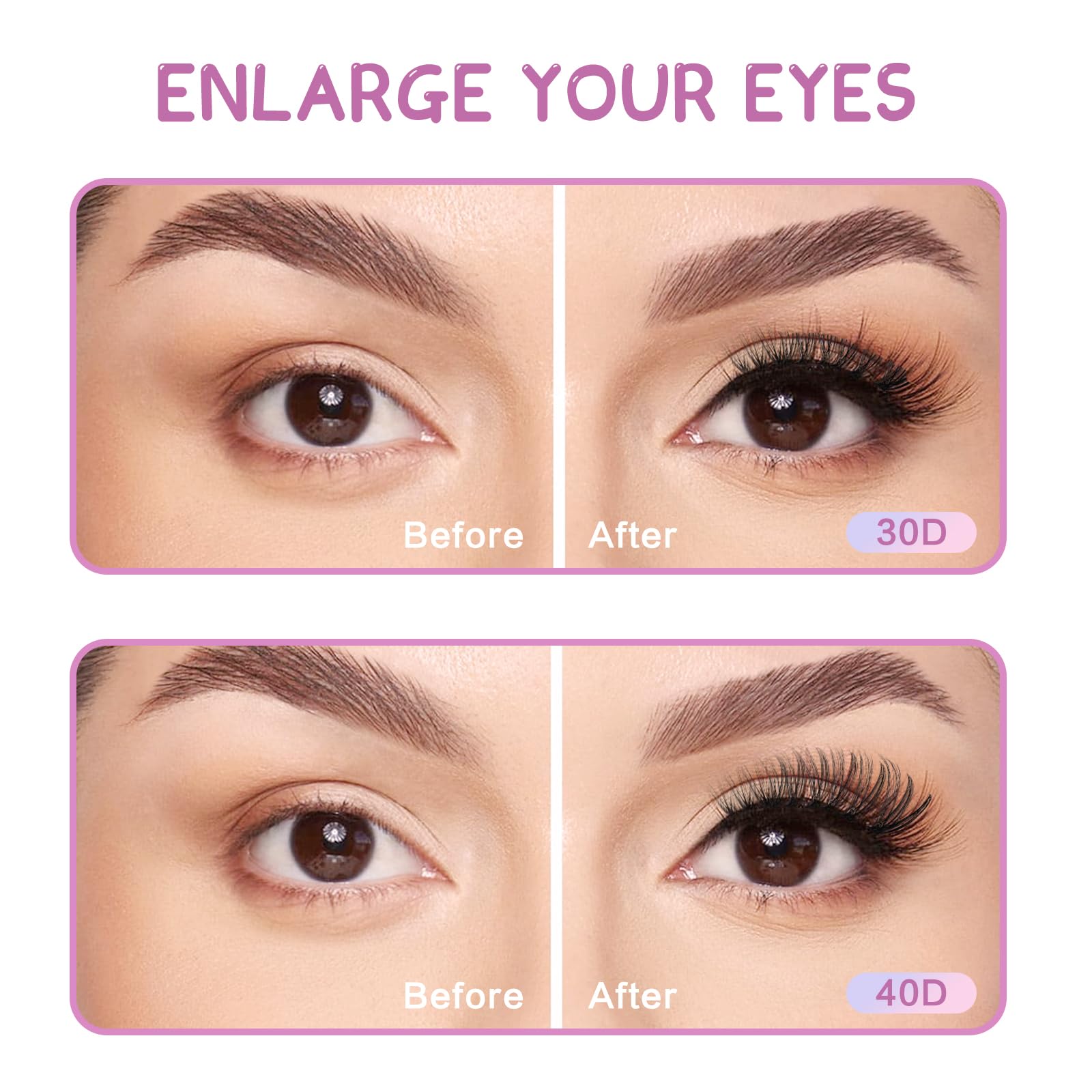 SIAMHOO DIY Lash Extension Clusters 280pcs Individual Wispy Lash Clusters D Curl 0.07mm 30D+40D Mixed Eyelash Bundle, Natural Eye Lash Clusters for Self Application at Home(30D+ 40D-0.07D-9-16Mix)