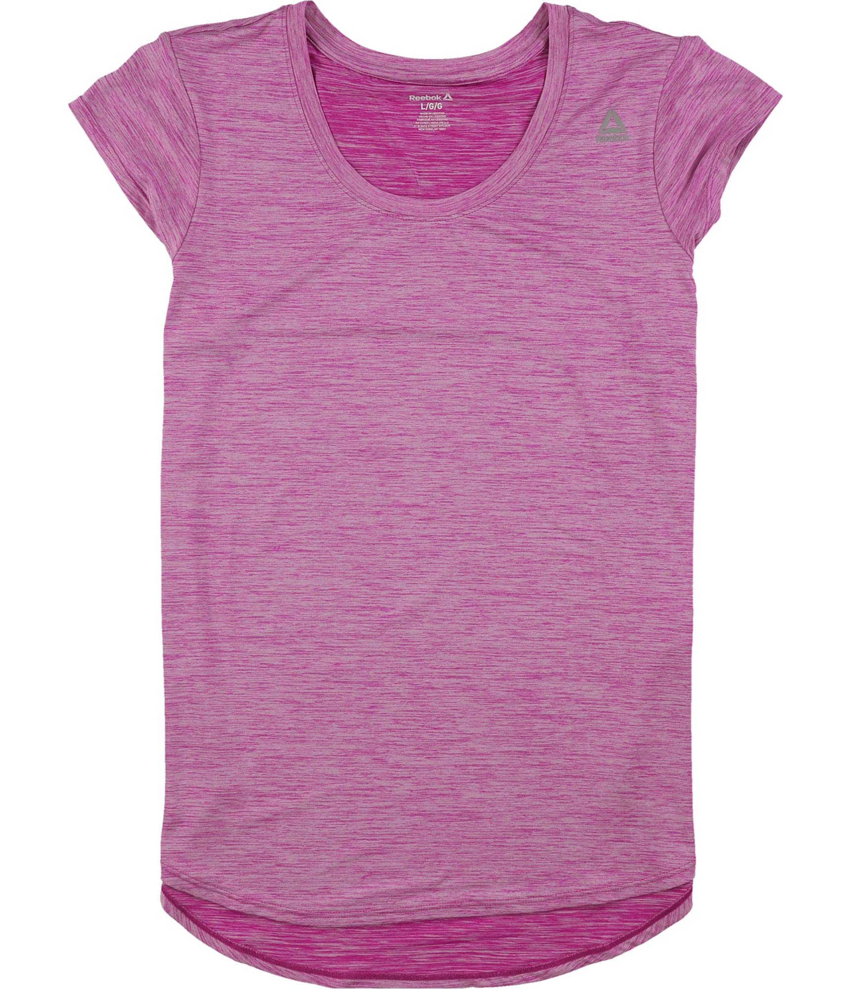 Reebok Womens Marled Jersey Basic T-Shirt, Pink, Small