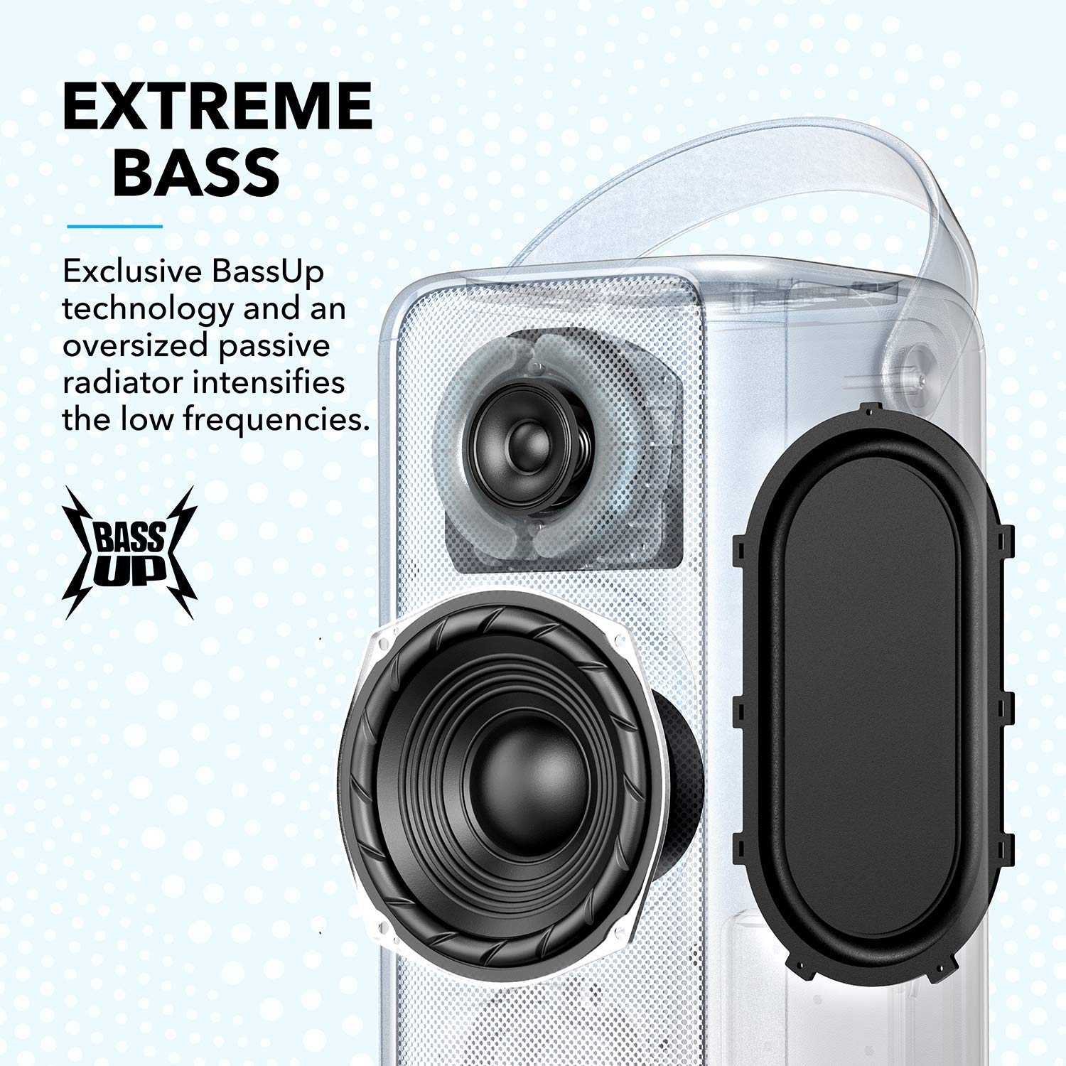 Soundcore Trance Bluetooth Speaker, Outdoor Bluetooth Speaker with 18 Hour Playtime, BassUp Technology, Huge 101dB Sound, LED Lights, App, IPX7 Waterproof, Wireless Speaker for Party