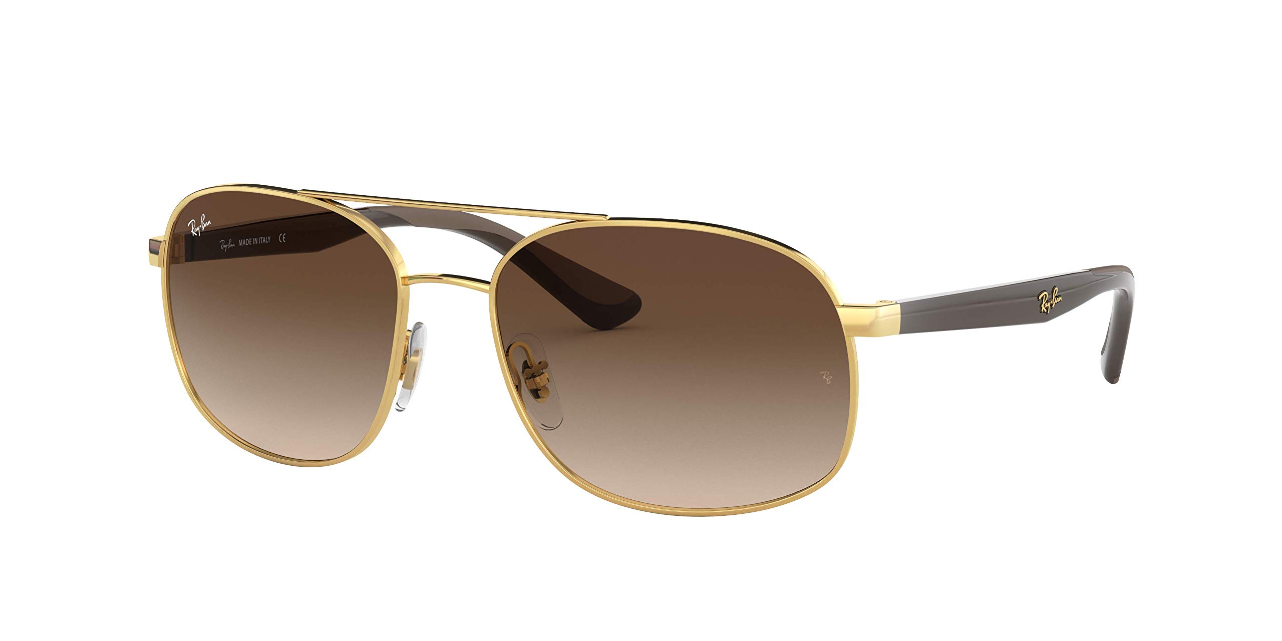 Ray-Ban Men's Rb3593 Square Sunglasses, Gold/Brown Gradient Dark Brown, 58 mm