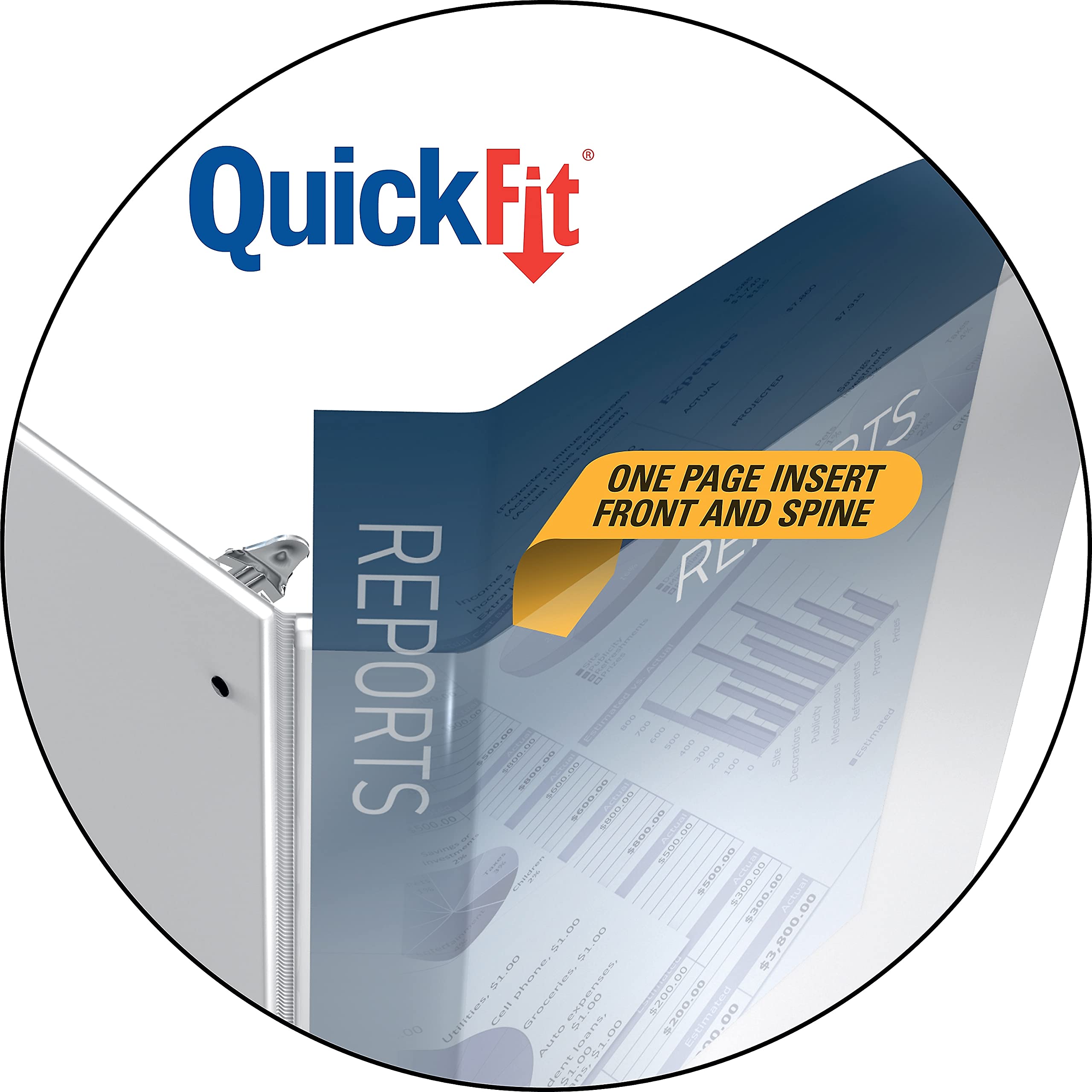 QuickFit Heavy-Duty Landscape 3-Ring Binder, Round Ring, 8 1/2 Inches by 11 Inches, 2 Inch, White