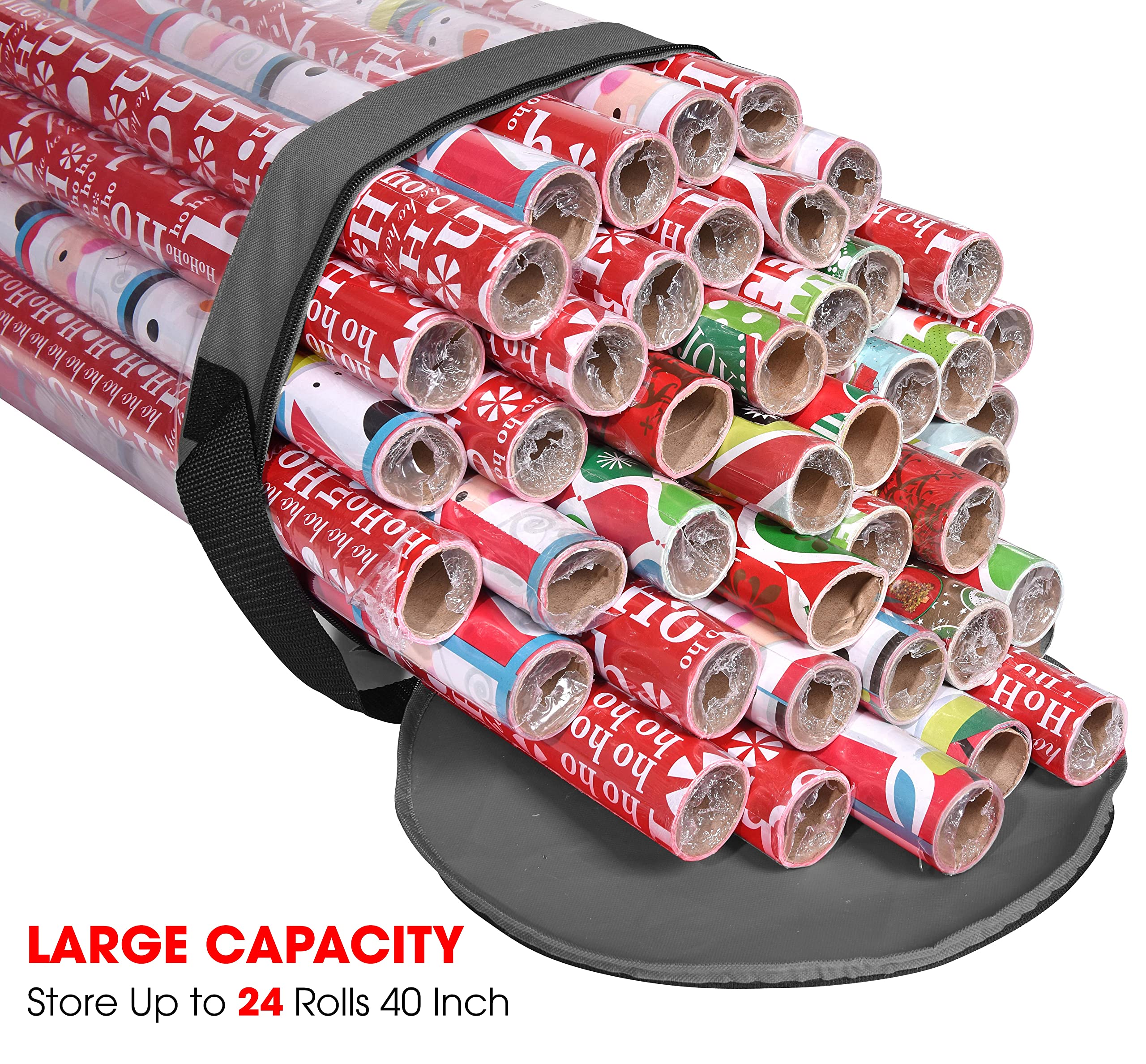 Primode Wrapping Paper Storage Bag | Wrapping Paper Organizer Under Bed for Storing Multiple Rolls of Gift Wrap, 42” Length Container Constructed of Durable 600D Oxford Material (Red)