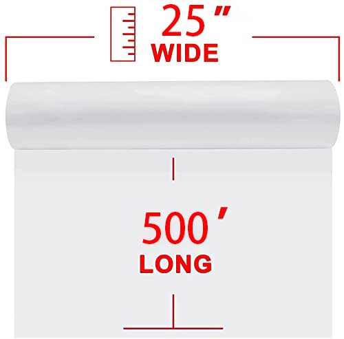 Thermal Laminating Film Rolls, Clear Stretch Film Laminating Rolls 25 inches x 500 feet, 1 Inch Core 1.2 Mil Glossy Finish Film for Printed Protection(2 Rolls)