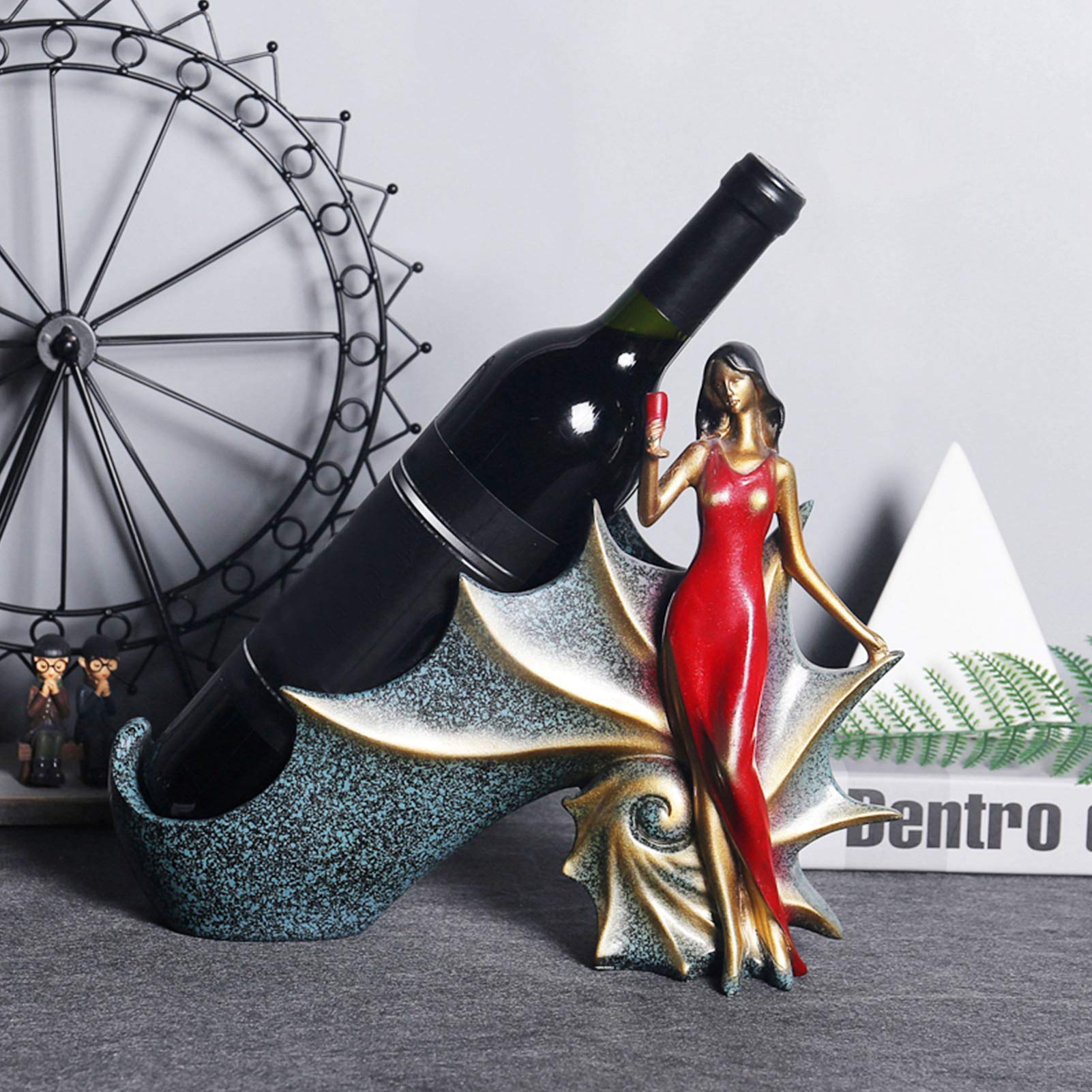 Wine Holder, Elegent Women Wine Rack Tall Drink Tabletop Single Wine Accessory Bottle Holder Wine Bottle Rack Stand for Bar Counter Home Decor (#2)