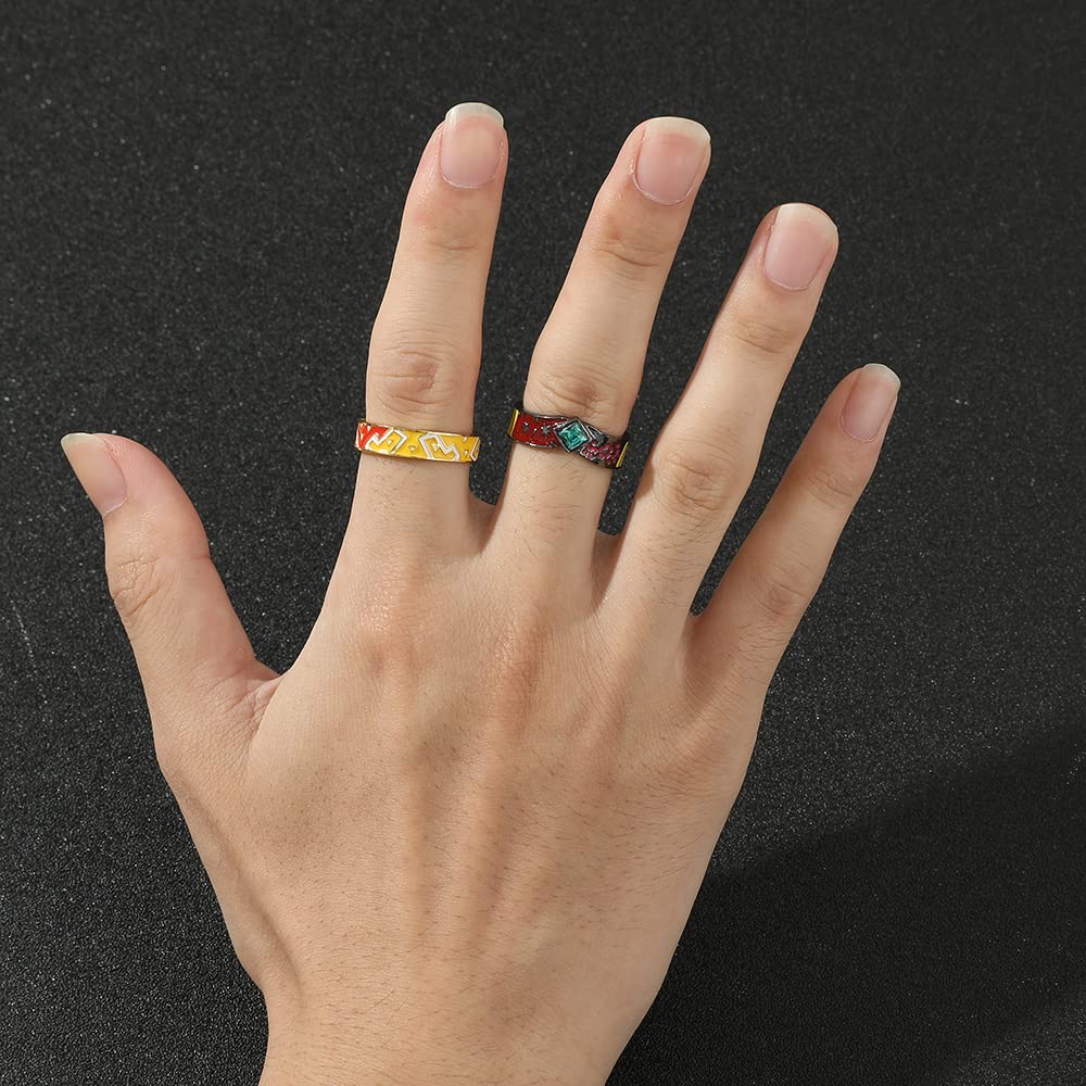 ZHUOXING Anime Demon Ring - Tanjirou Cosplay Anime Adjustable Open Rings manga Jewelry for Women (Agatsuma Zenitsu)