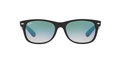 Ray-Ban RB2132 New Wayfarer Square Sunglasses, Black/Clear Gradient Green, 55 mm
