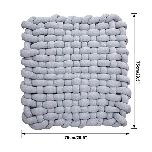 Triclicks Knotted Braided Plush Mat, Play Braided Plush Mat, Knotted Floor Mat, Handmade Pure Soft, Knot Braided Plush Mat for Children's Room Decoration&Kindergarten(Gray)