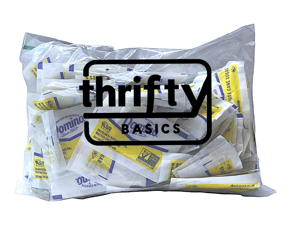 Thrifty Basics Domino Pure Cane Sugar Granulated Sugar, NON-GMO, 0.10 Ounce (2.83 Gram) 100 Bulk Sugar Packets