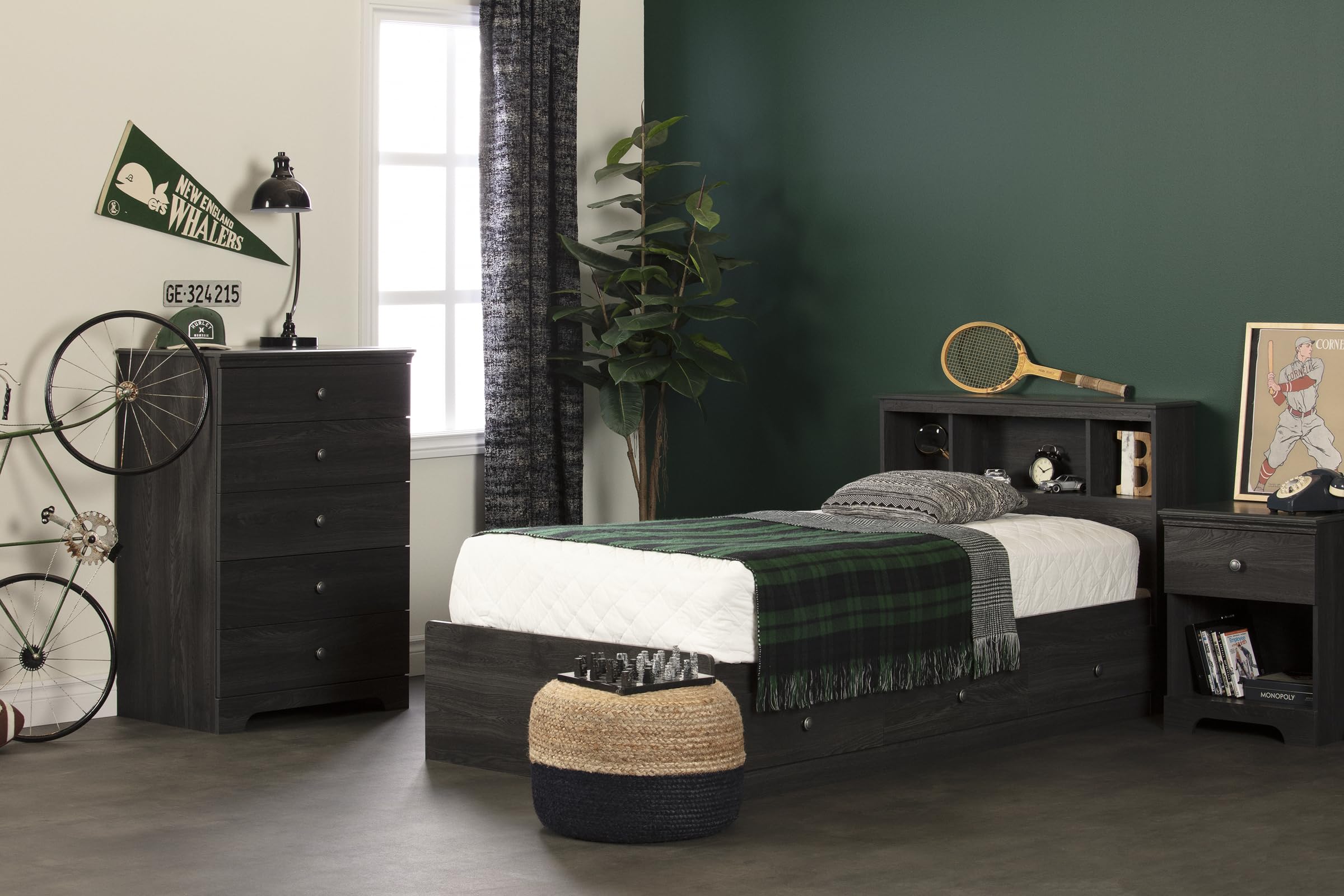 South Shore Zach 1-Drawer Nightstand-Gray Oak