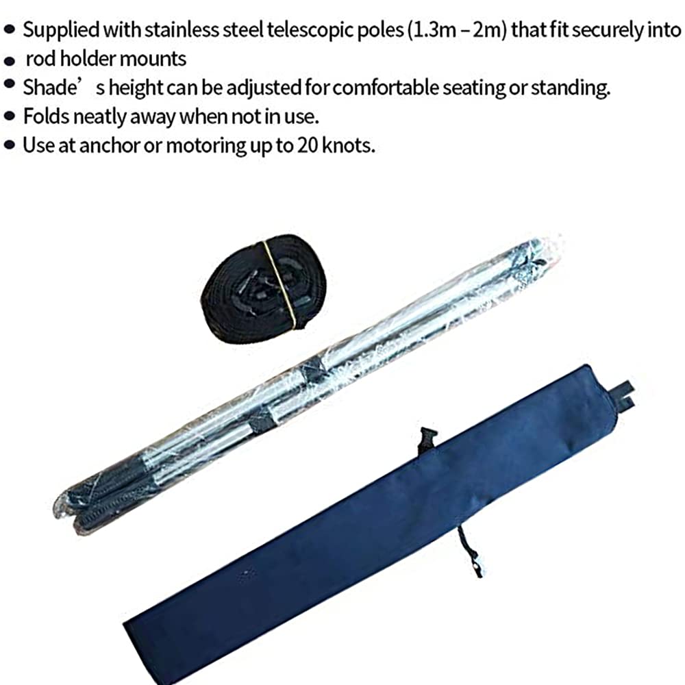 TeBaisea Boat T-Top Sun Shade Kit Boat Canopy, Boat Cover with Stainless Steel Telescopic Rod Foldable,UV-Proof 1200D High-Tech Polyester Fiber, Anti-Ultraviolet Dark Blue(126"×114"×102")