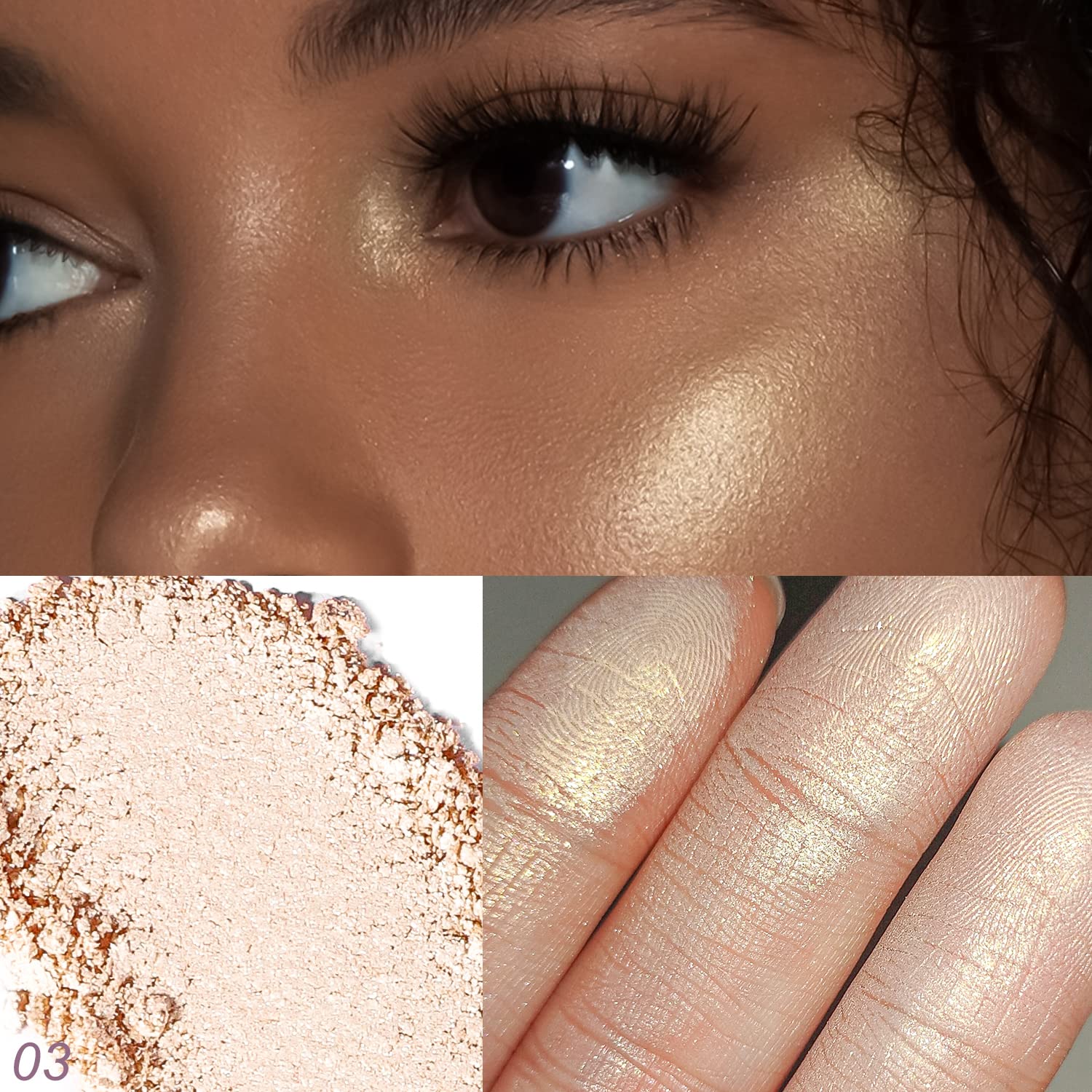 YOUNG VISION Baked Highlighter Powder Palette, Sheer Pearl Shimmer Shades for Face Highlighter Makeup, Highly Pigmented Iluminadores de Maquillaje, 0.19 Oz(Pack of 1)