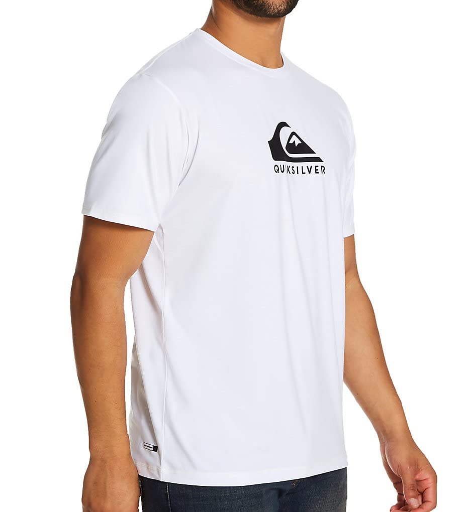 Quiksilver mens Solid Streak Short Sleeve Rashuguard Upf 50 Sun Protection Surf Rash Guard Shirt, White, Large US
