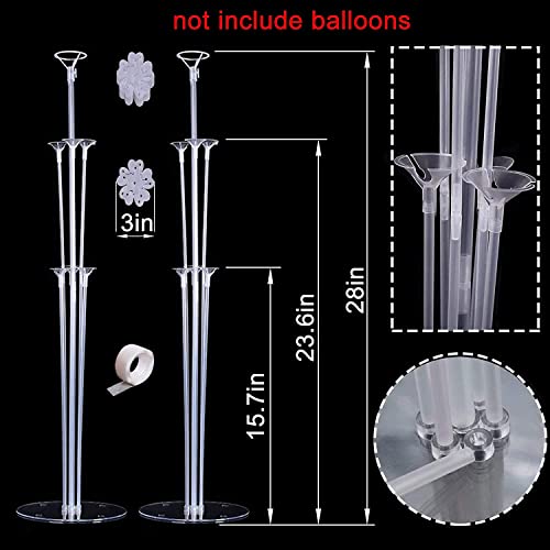 Table Balloon Stand Kit - 7 Sets,Reusable Clear Balloon Holder Stand for Table with Balloon Flower Clips,Glue Dot for Birthday Wedding Party Decorations,Christmas,Happy Birthday Balloons Decorations