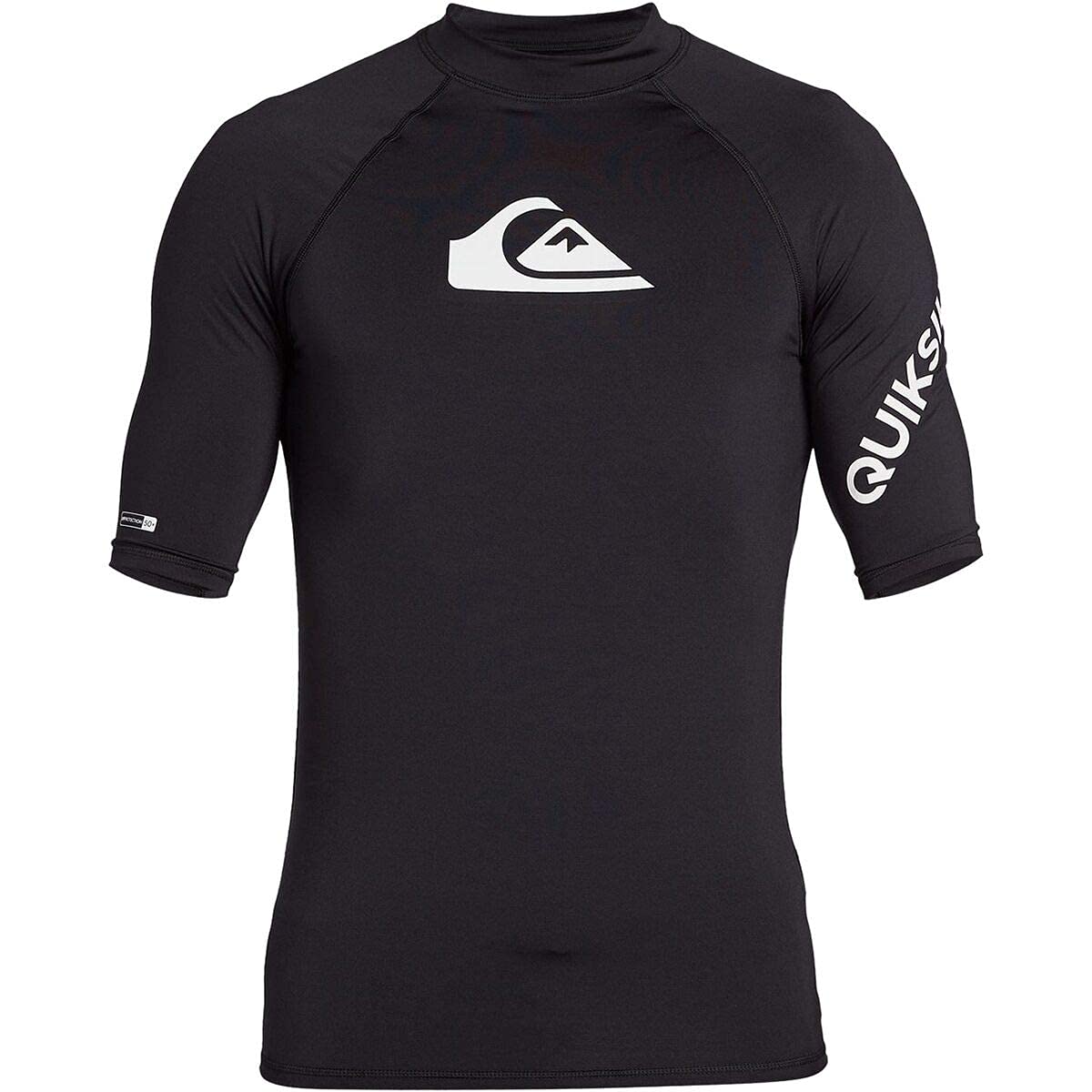 Quiksilver mens All Time Short Sleeve Rashguard Upf 50 Sun Protection Surf Rash Guard Shirt, Black, Medium US