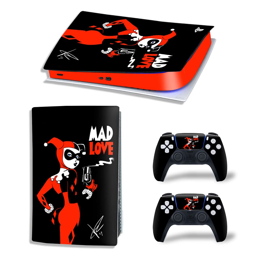 TINFOK PS5 Skin Vinyl Sticker Decal Cover for Playstation 5 Digital Edition Console and Dualsense Controllers Scratch Resistant Durable Bubble Free - Clown Girl