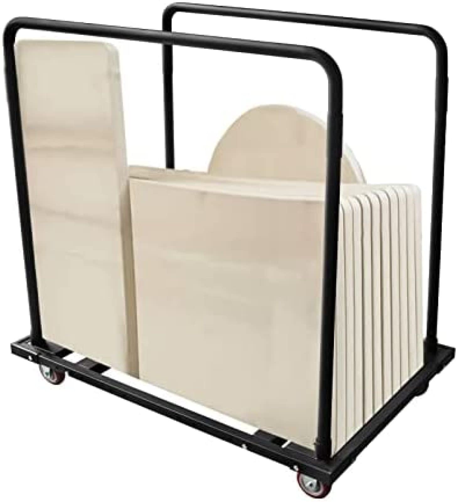 Table Cart Folding Cart Rack for 60" Round Heavy Duty Desk Trolley Black Push Cart with Mute Wheel 10 Table Capacity Fits for Hotel and Conference Center Use,45.3 X 45.3 X 29.1''