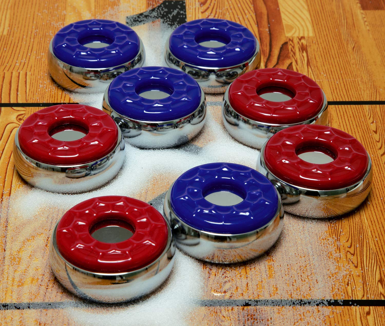 Shuffleboard Pucks w/ 2 Cans Shuffleboard Wax, Mini Dustpan and Brush for Shuffleboard Table, Complete Shuffleboard Accessories Bundle (2 1/8" (53mm), Medium Speed)
