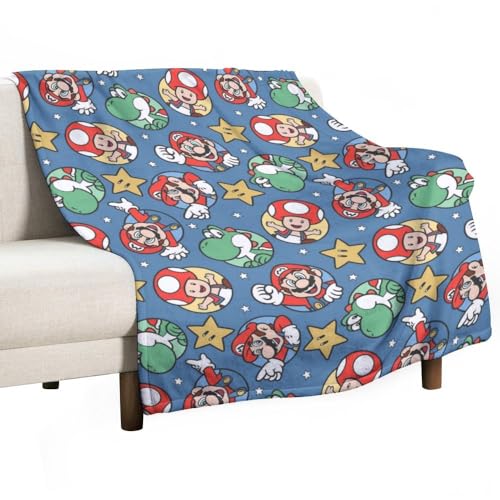 Super Bros Throw Blanket for Boys Kids Adults Ultra Soft Lightweight Micro Flannel Warm Cozy Flannel Throw Blankets for Bedding Couch Sofa Living Room 50"X40"