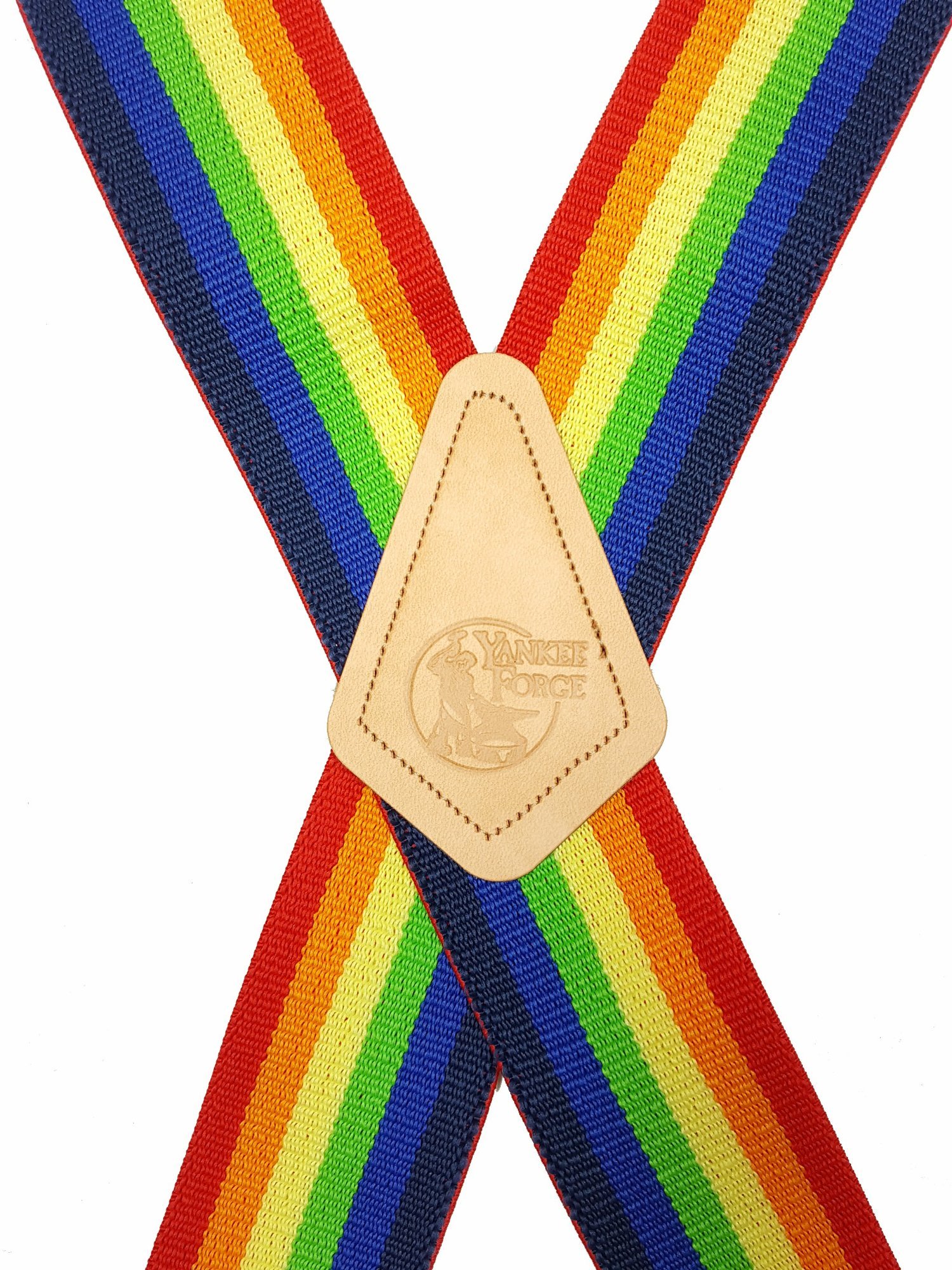 RAINBOW - USA MADE CUSTOM SUSPENDERS - 2" WIDE - STRONG METAL CLIPS - 02100