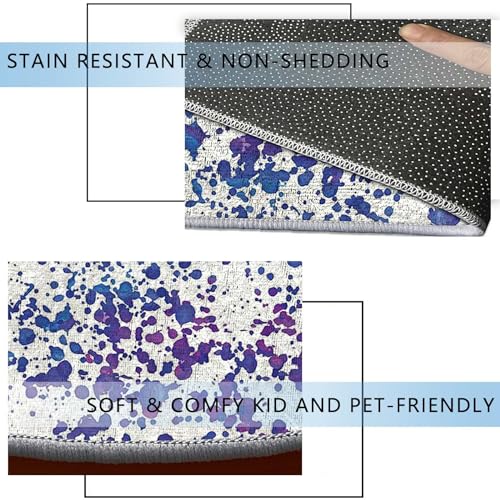 Round Office Chair Mat for Hardwood Floor Abstract Computer Gaming Rolling Chair Mat Purple White Desk Chair Hard Floor Protector Mats for Rolling Chair 4 FT
