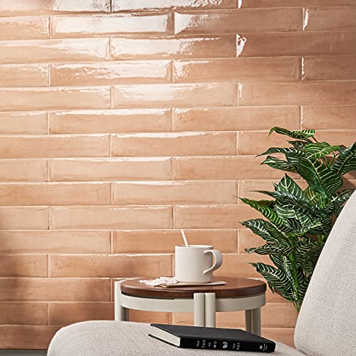 Tint Terracotta 2.95 in. x 15.74 in. Polished Porcelain Wall Tile (14.2 Sq. Ft. / Case)