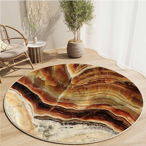 Round Office Desk Chair Mat Marble Anti-Slip Floor Protector Mat Abstract Luxury Art Office Carpeted Floor Mats for Computer Desk 2 FT