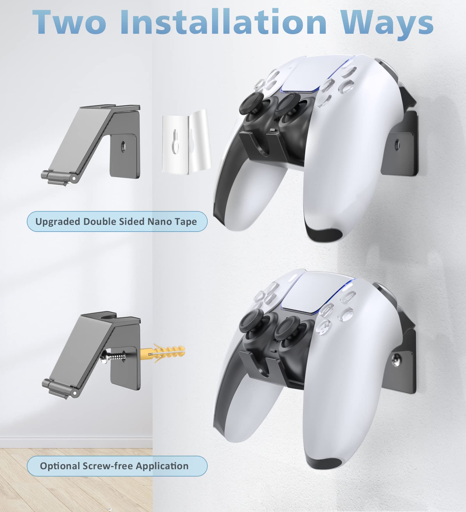 OIVO Controller Wall Mount Holder for PS3/PS4/PS5/Xbox 360/Xbox One/S/X/Elite/Series S/Series X Controller, Pro Controller, Upgraded Adjustable Wall Mount for Video Game Controller&Headphones- 4 Pack