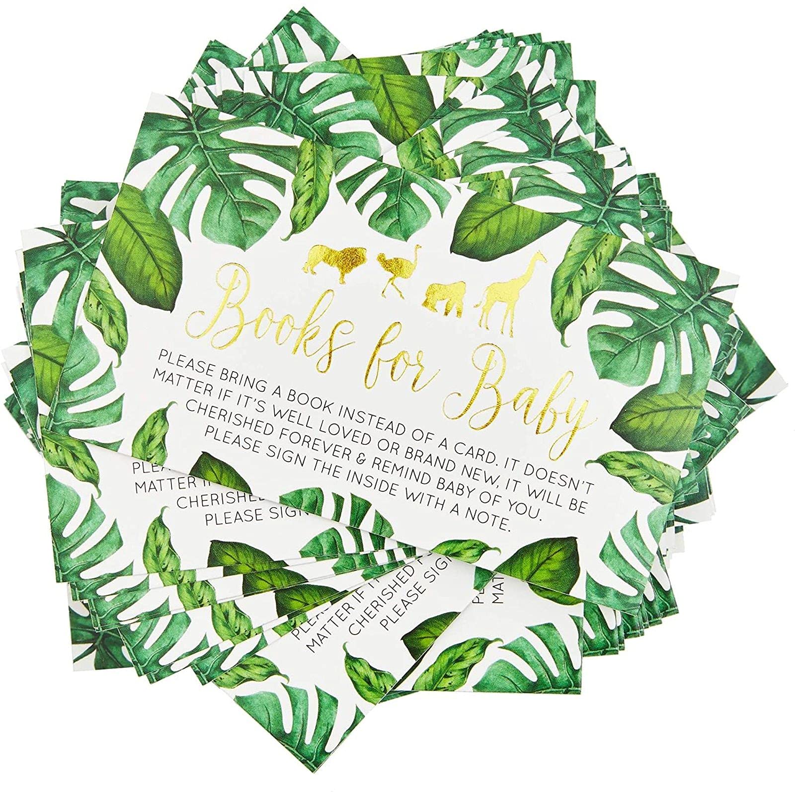 Sparkle and Bash Books for Baby Shower Request Cards (60 Count) Jungle Safari