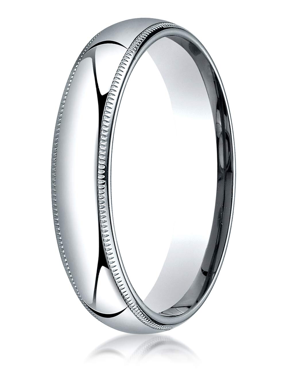 Platinum 5mm Slightly Domed Super Light Comfort-fit Wedding Band/Ring with Milgrain Size 5.5