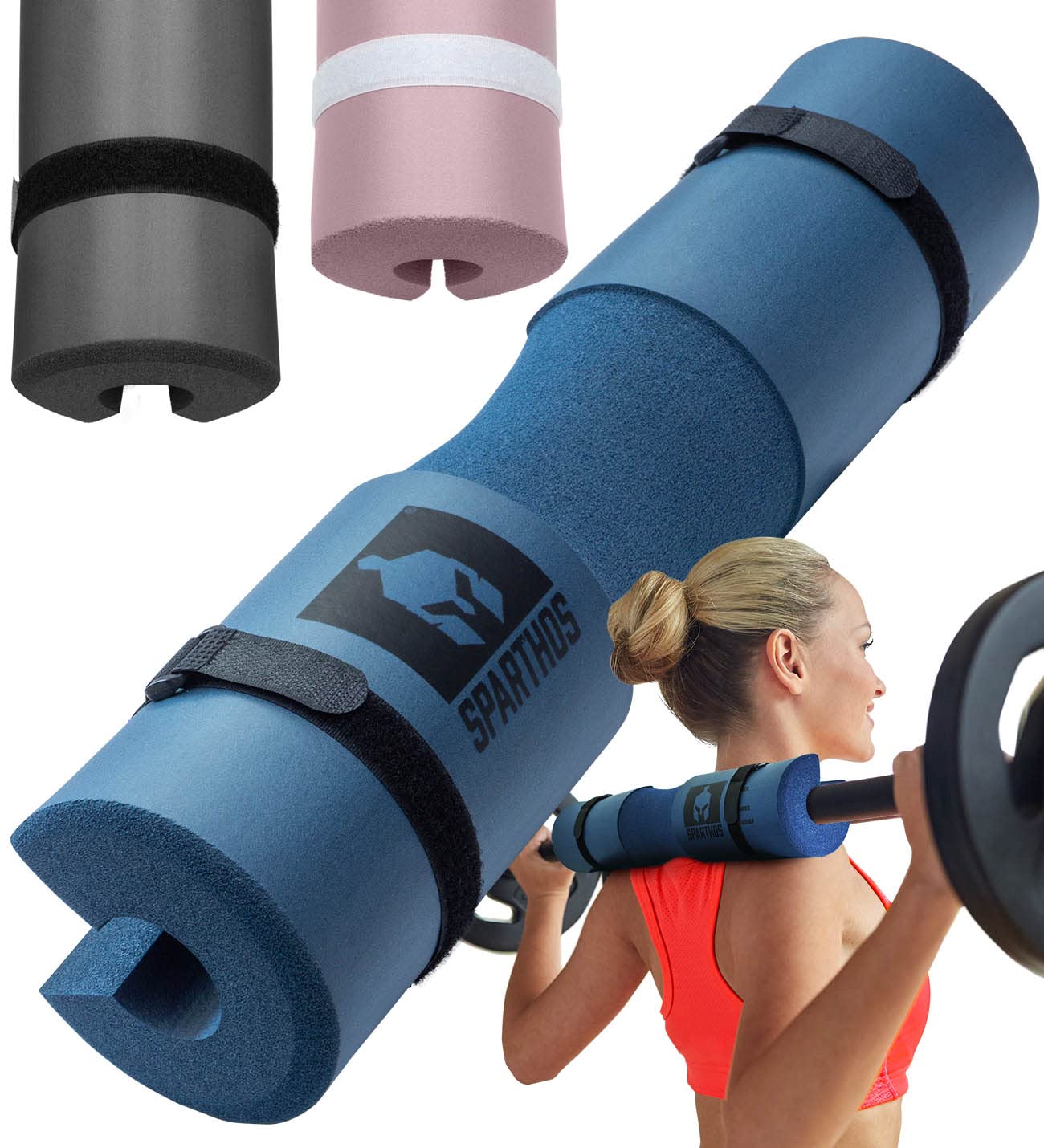 Sparthos Barbell Neck Pad Squat Pad for Lunges and Squats - Hip Thrust Pad for Standard and Olympic Bars - Shoulder Neck Sponge Weight Bar Cushion - Manta Squats Hipthrust Thrusts Ray Pad (Iron Gray)