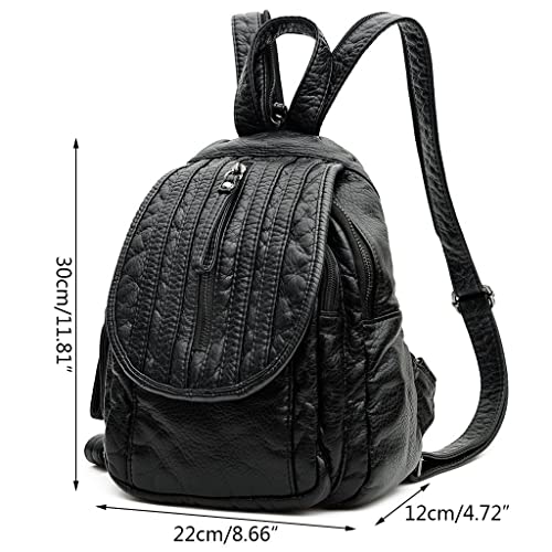XJJZS Black Large Slouchy Soft Leather Women Handbag Braided Shoulder Tote Bag