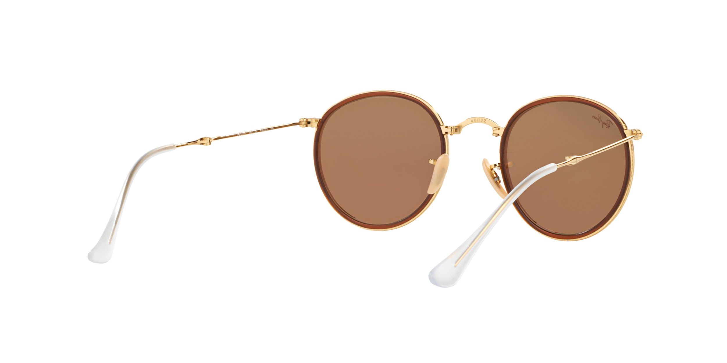Ray-Ban Rb3517 Folding I Round Sunglasses, Gold/Light Brown Mirrored Pink, 51 mm