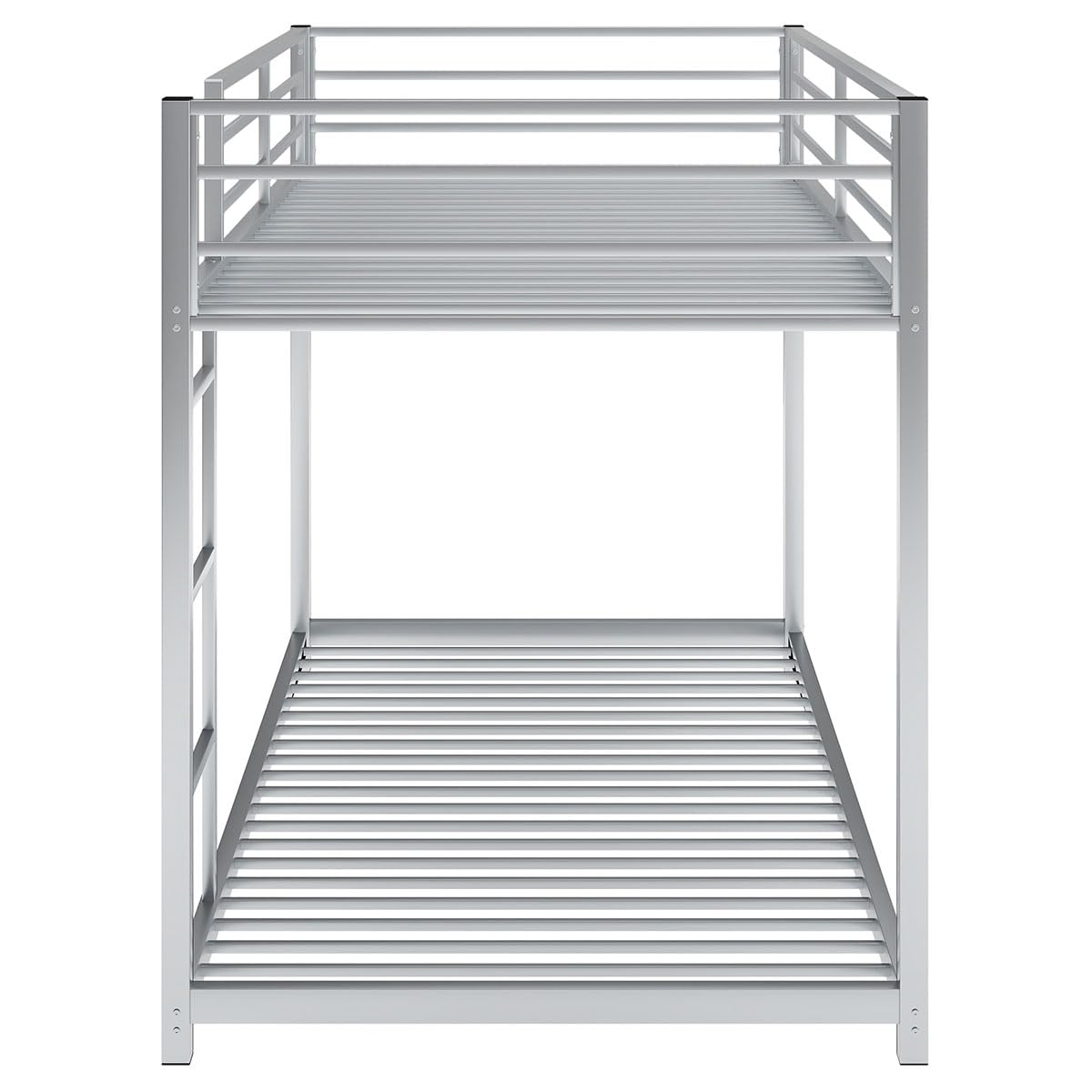 PIETFIU Full Over Full Bunk Beds,Low Profile Metal Full Bunk Bed with Stairs and Guardrail for Teens,Boys,Girls,Easy Assemble (Full Over Full, Silver)