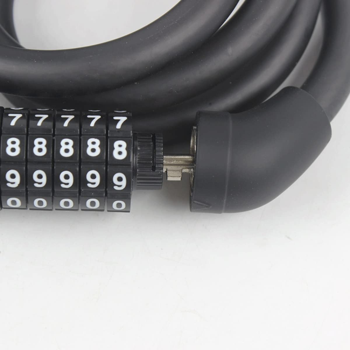 UFFD Bike Lock, High Security Bicycle Lock, Bike Cable Locks with Mounting Bracket, High Strength Braided Steel & 5 Digit Resettable Combination Coiling (Color : Black, Size : 12 * 1200mm)