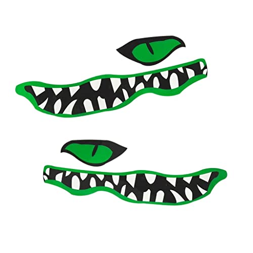 simhoa 1 Pair River Monster Mouth & Eye Decal Stickers for Kayak Canoe Boat - Green