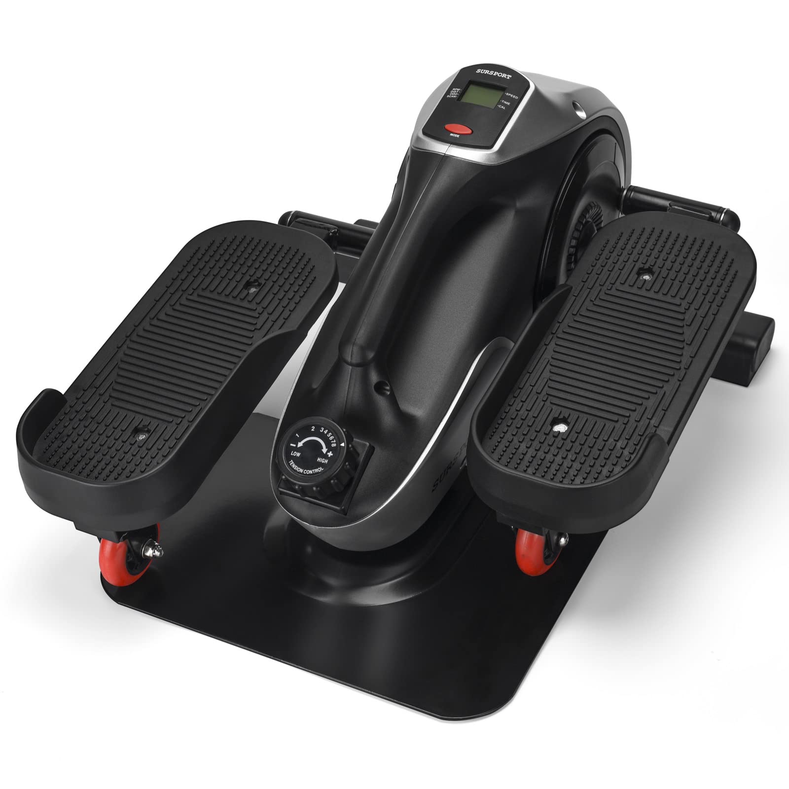 Under Desk Elliptical, SURSPORT Foot Pedal Exerciser, Mini Elliptical Machine Whisper Quiet Adjustable Smooth Magnetic Resistance with Non-Slip Pedals & Digital Monitor