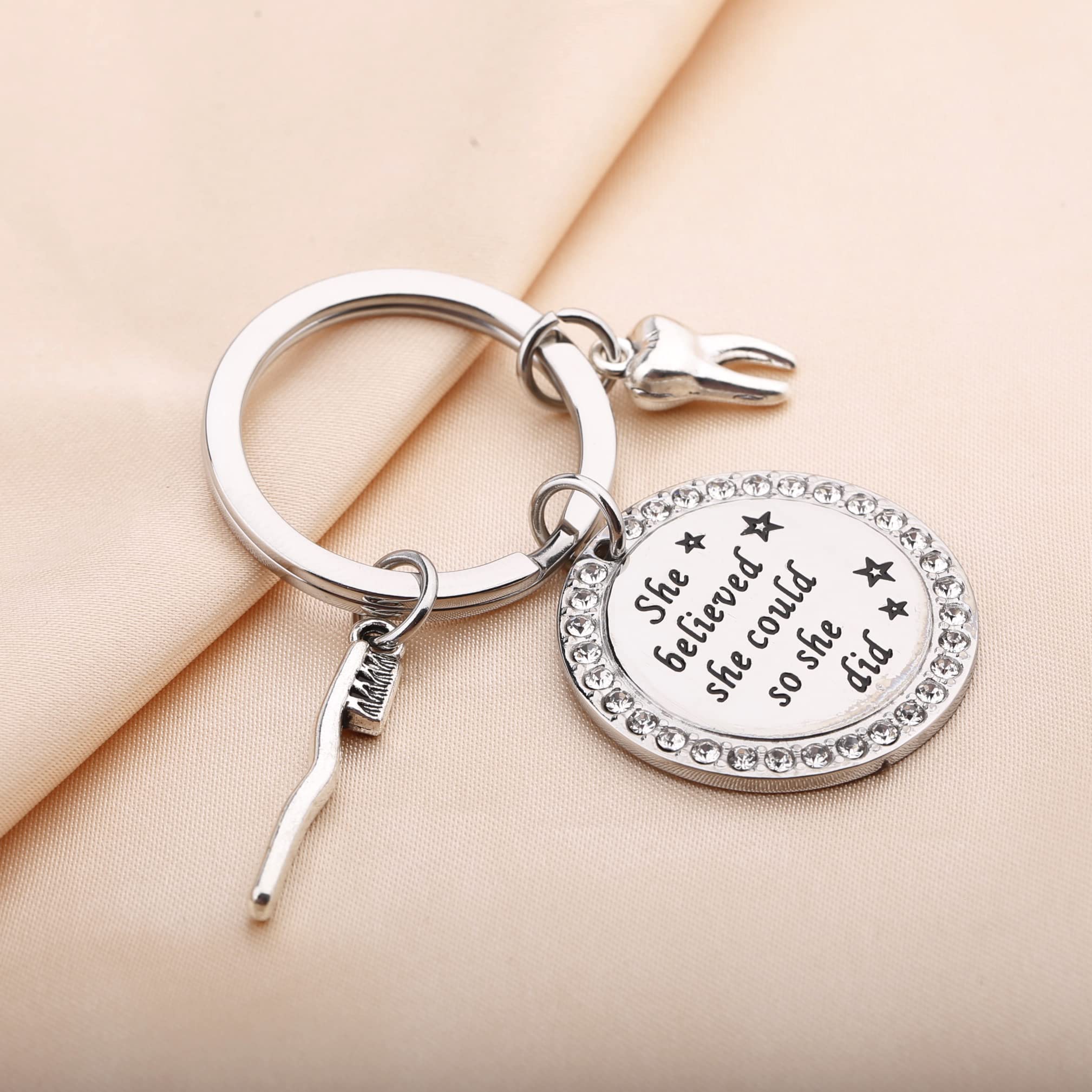 YWQBZ Dentist Jewelry Dentist Keychain She Believed She Could So She Did Keychain Dentist Graduation Gift (Dentist-she believed KS)