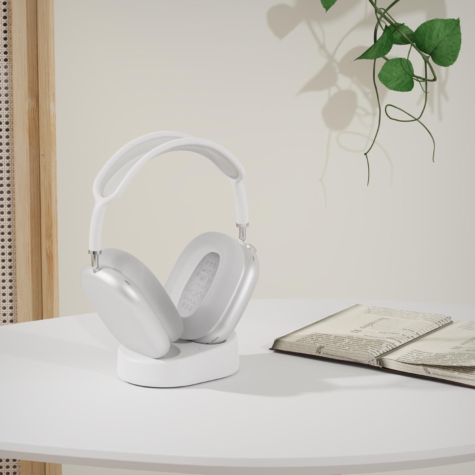 ROUNKIN Headphone Charging Stand for AirPods Max,Magnetic Stand,Protable Desktop Headset Holder, Gaming Headset Stand, Charging Base for Headphones,Designed for AirPods Max (White)