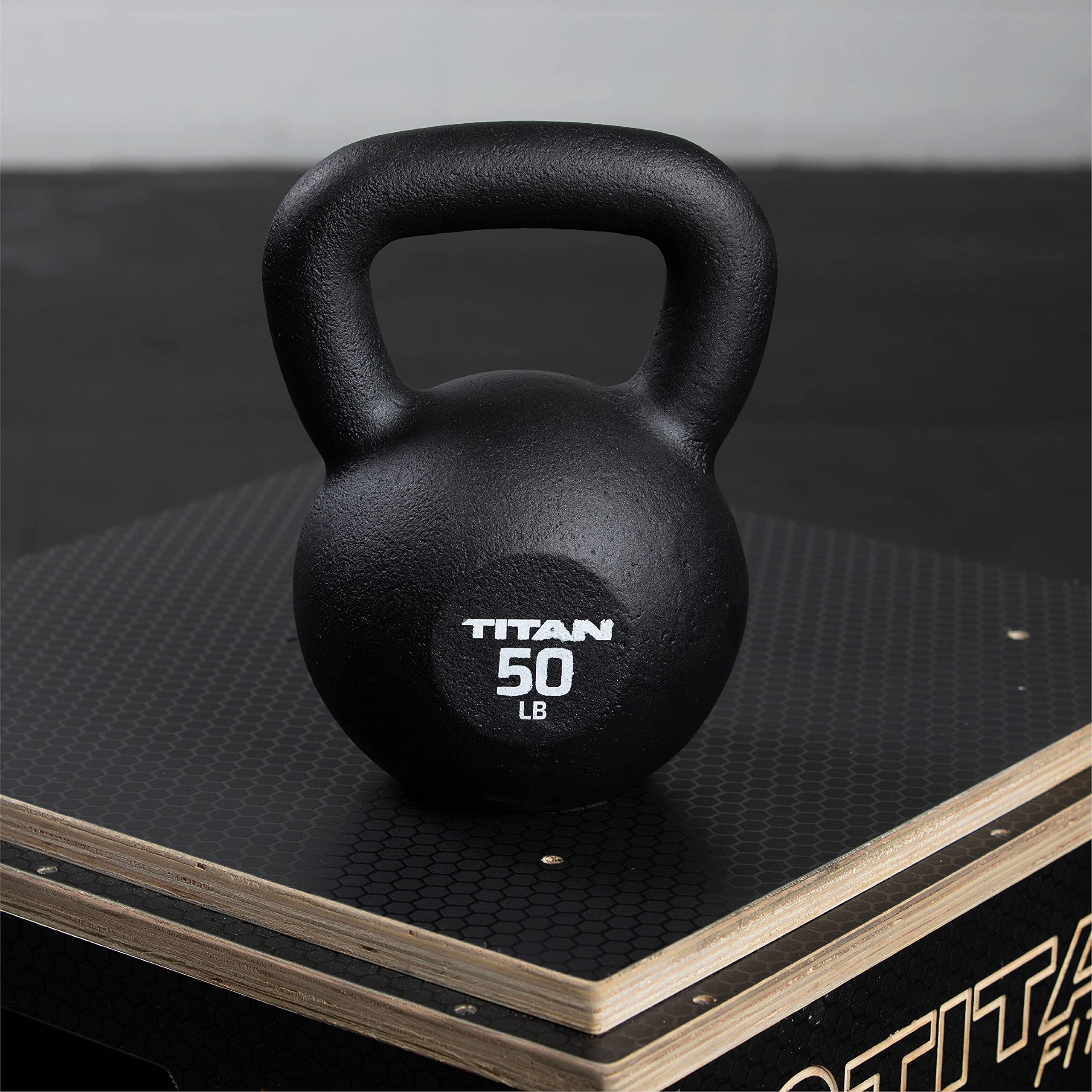 Titan Fitness 50 LB Cast Iron Kettlebell, Single Piece Casting, LB Markings, Full Body Workout