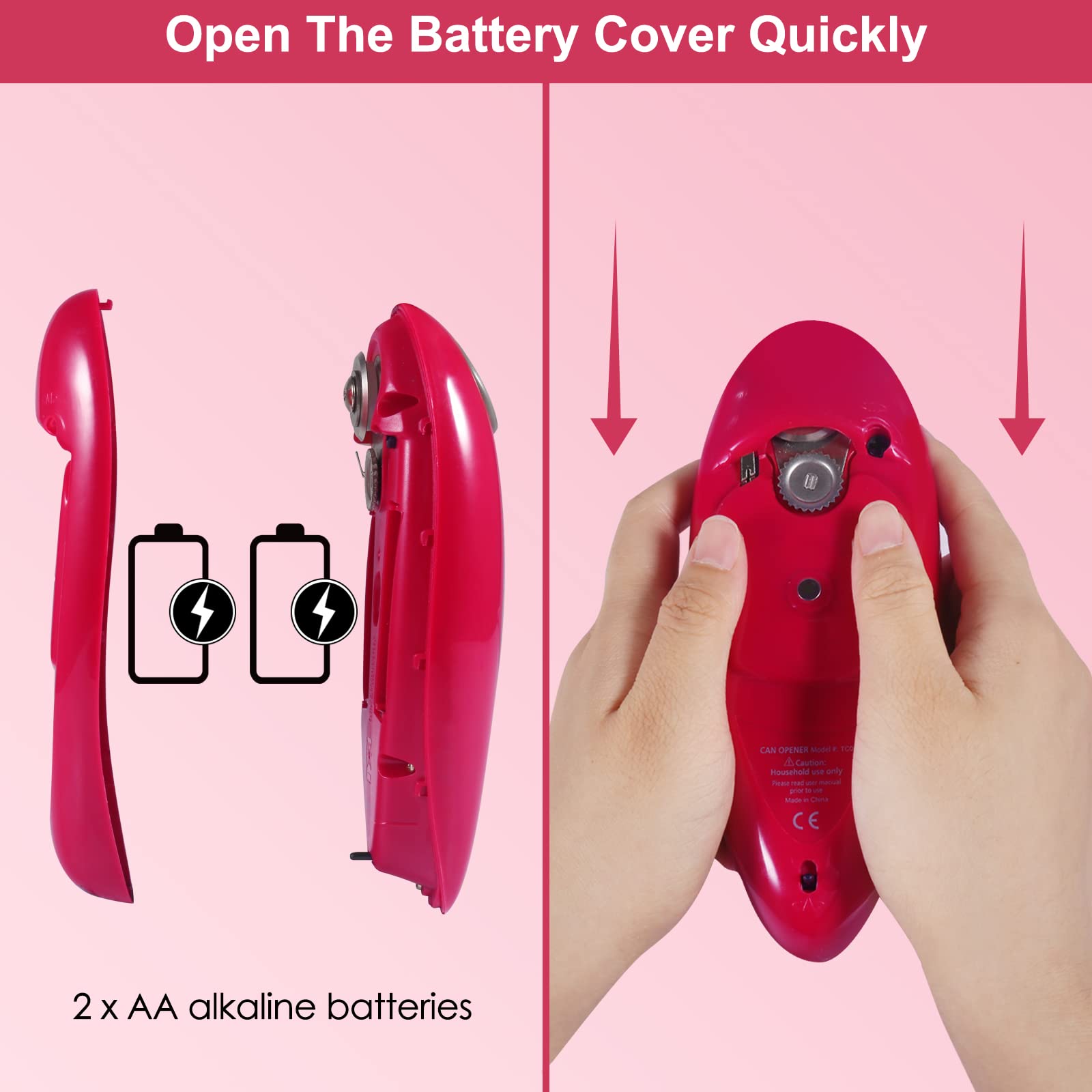 One Touch Electric Can Opener,No Sharp Edges Can Opener for Almost Size Cans,Smooth Edge,Food Safe and Battery Operated Automatic Can Opener,Senior with Arthritis,Best Gift for Women