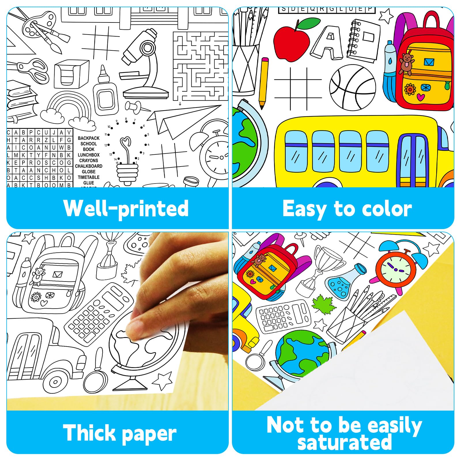 Qyeahkj Giant Fall Coloring Tablecloth Huge Autumn World Posters Large Color-in Paper Poster Table Cover Arts and Crafts