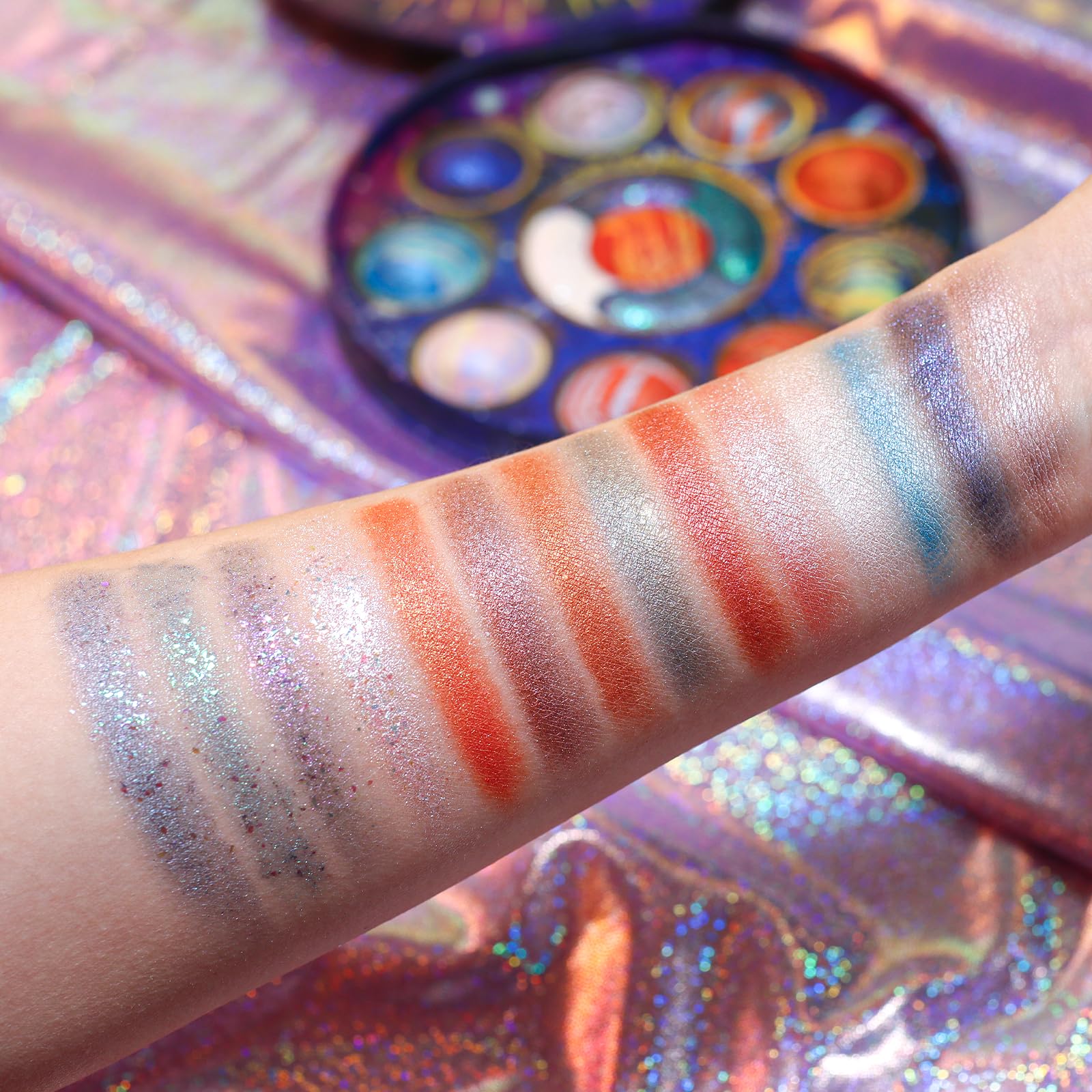 Tintark Galactic Assemble Eyeshadow Palette 14 Colors Glitter Shimmer Metallic Eye Shadow Pallet Brown Blue Galaxy Eye Makeup Palettes Create Space-like Eyes Make up Vegan & Talc Free