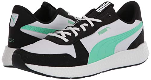 Puma Men's NRGY Neko Sneaker, Black White-Green Glimmer, 7 M US