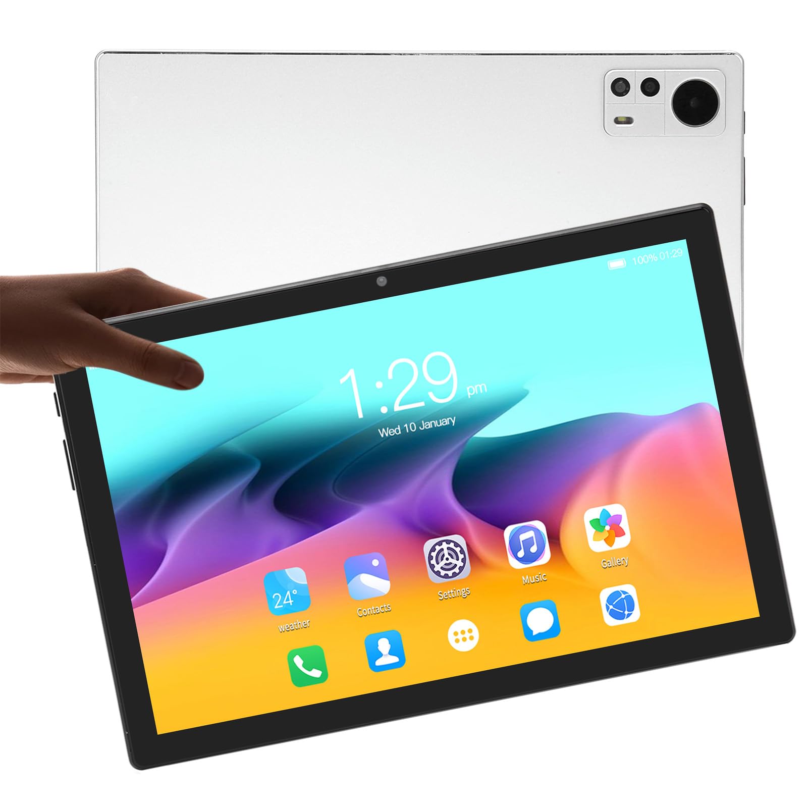 Pssopp 10.1 Inch HD Tablet, 8MP 13MP Tab M10 5G WiFi Tablet Computer for Android 11 for Work (White)