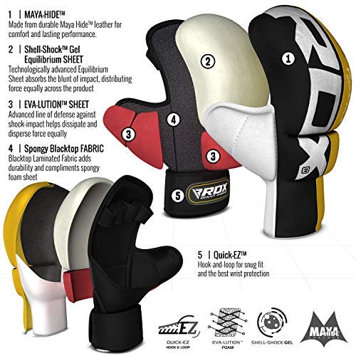 RDX MMA Gloves for Martial Arts Training and Sparring, Mitts for Grappling, Kickboxing, Muay Thai, Punching Bag & Cage Fighting Men Women Home Gym Use
