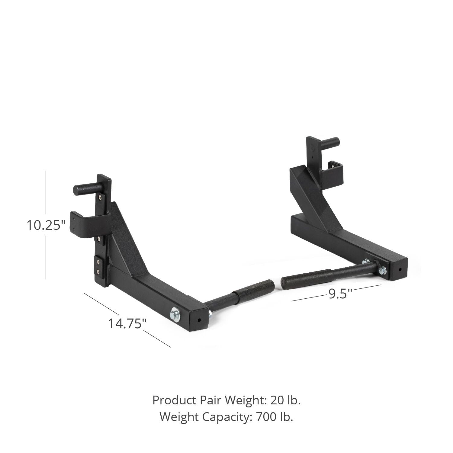 Titan Fitness T-2 Series Dip Bars, J-Hook Style Rack Mounted Dip Attachment, 880 LB Capacity, Fits 2†X 2†Tubular Steel
