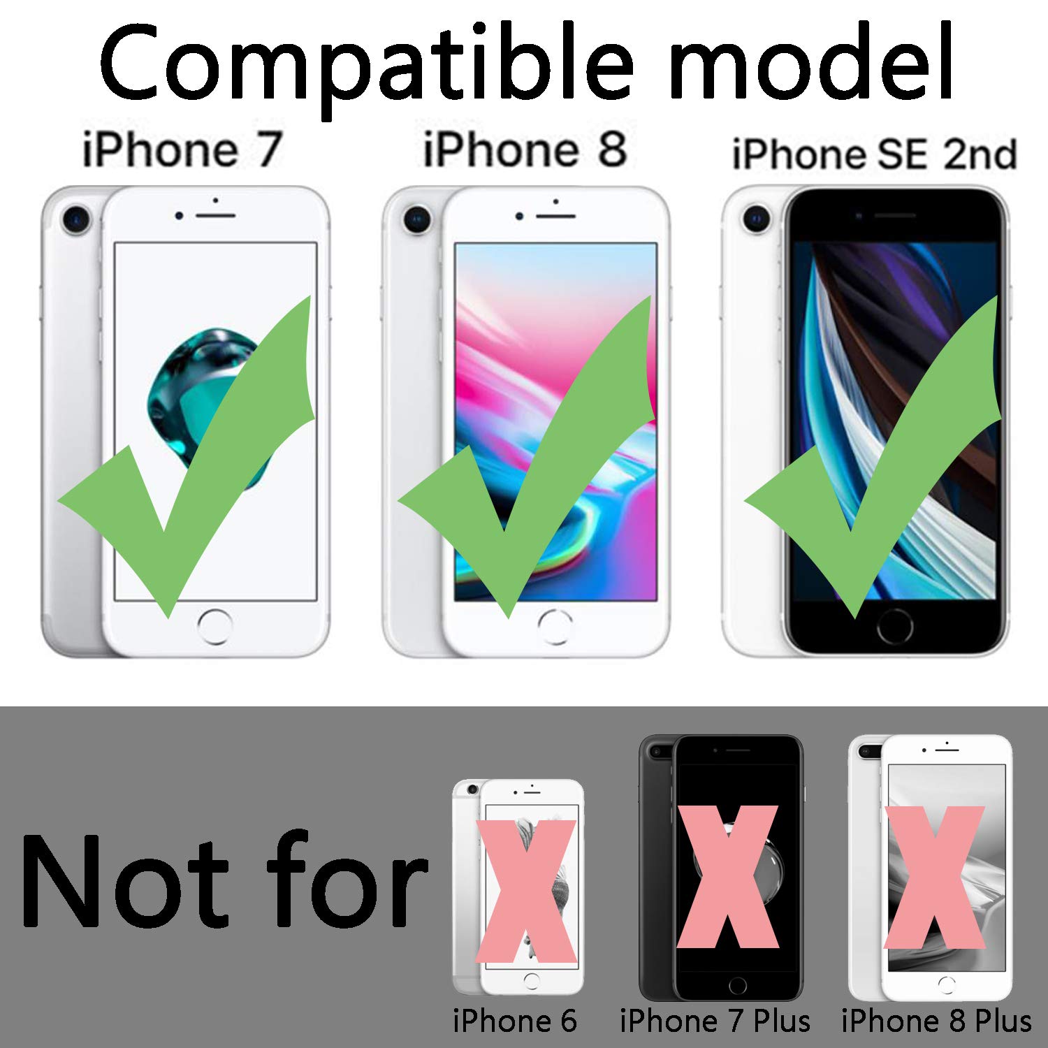 TENOC Phone Case Compatible with iPhone SE (2nd 2020 and 3rd 2022 Generation) & iPhone 7 & iPhone 8, Clear Case Black Protective Bumper Non-Yellowing Cover for 4.7 Inch