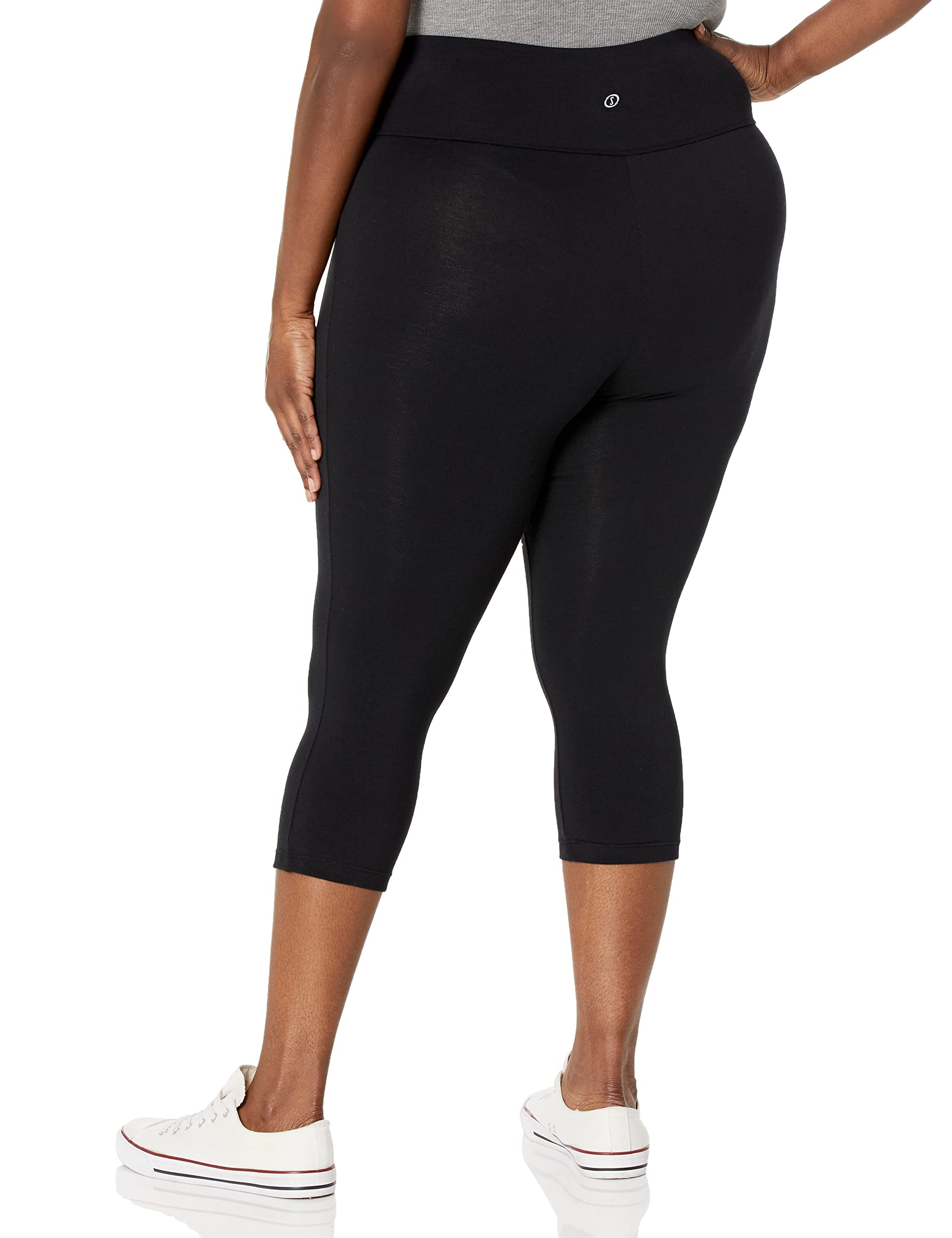 Spalding Women's High Waisted Essential Capri Legging, Updated Black, Large