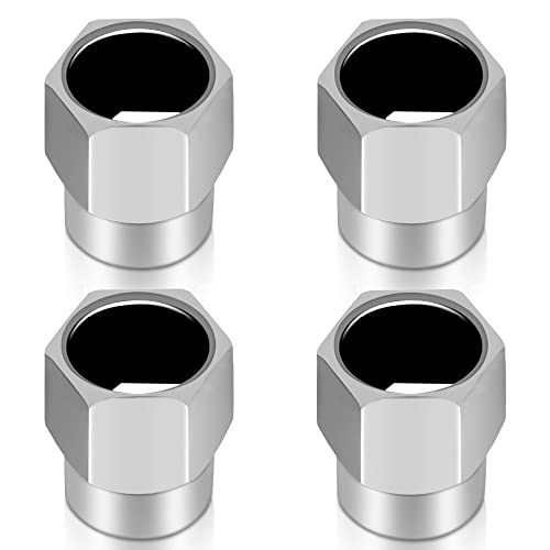 Tire Valve Stem Cap Cover Compatible for Belt O-Ring Seal Corrosion Resistant tire Valve caps 4 Pc Silver